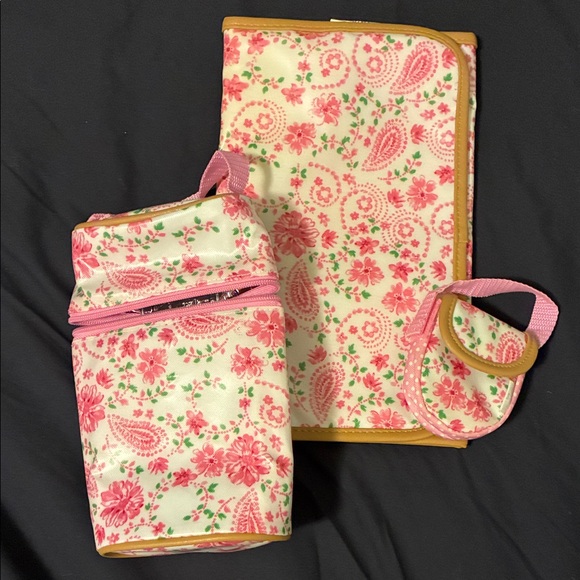 Laura Ashley | Bags | Laura Ashley Baby Floral Pink Diaper Bag ...